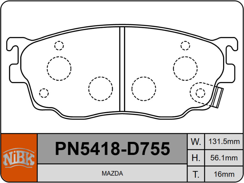 Cambiar Pastillas de Freno para mi coche NiBK:PN5418 - FMSI D755
